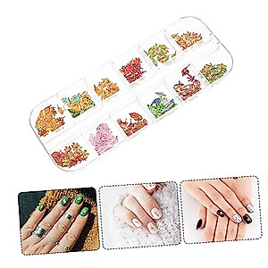 FOMIYES 1 Set Nail Art Accessories Thanksgiving Costume Leaf Nail Glitter Thanksgiving Nail Decoration Christmas Decor Nail Art Decoration Manicure Charms Flake Nail Flower Flake Wood Pulp