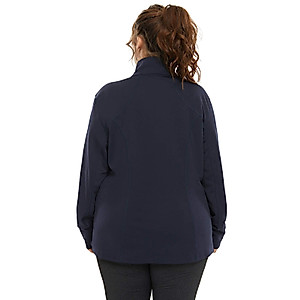 Hanna Nikole Womens Plus Size Active Full Zip Long Sleeve Jacket with Front Pockets Navy 24W