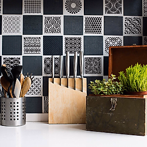 40 Pieces Geometric Stencils Painting Templates for Scrapbooking Cookie Tile Furniture Wall Floor Decor Craft Drawing Tracing DIY Art Supplies, 5.1 x 5.1inch