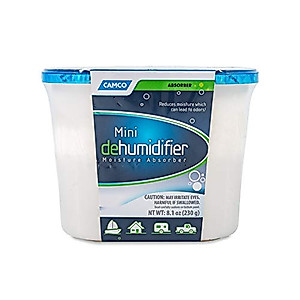 Camco 44195 Fragrance Free Miniature Dehumidifier - Compact Size, Absorbs Up to 3x Its Weight in Water. , White