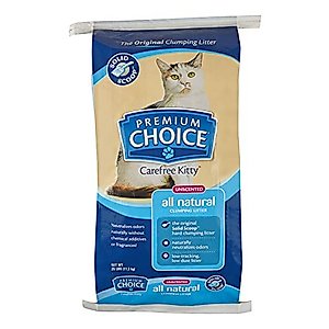 Premium Choice Carefree Kitty Unscented All-Natural Clumping Cat Litter - 25lb Bag (Packaging May Vary)