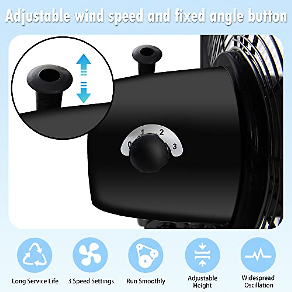 Bestronair 20 Inch Pedestal Standing Oscillating Fan,Adjustable Height Heavy Duty Industrial Metal Floor Fan with 3 Speed,Use for Workshop, Garage, Commercial, Rooms.