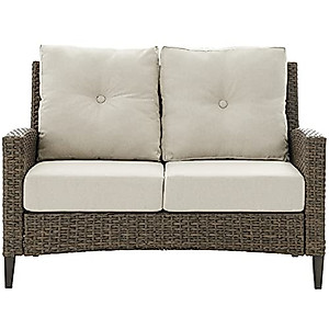 Crosley Furniture CO7161-LB Rockport Outdoor Wicker High Back Loveseat, Light Brown