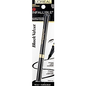 L'Oréal Paris Infallible Black Velvet Liquid Eyeliner, Black, 0.056 oz. (Packaging May Vary)