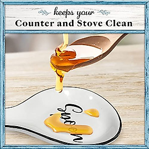 Home Acre Designs Spoon Rest For Kitchen Counter & Stove Top - White Ceramic Spoon Holder for Cooking & Counter Protection - Essential Kitchen Gadgets - White Farmhouse