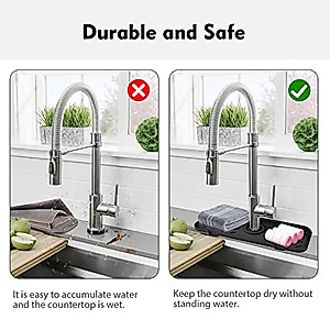 Kitchen Sink Splash Guard, Silicone Faucet Handle Drip Catcher Tray, fits faucet bottom diameter in 3.2 inch, Sponge Holder Sink Protectors Mat for Kitchen Bathroom Sink Accessories（15.4" x 5.5"）