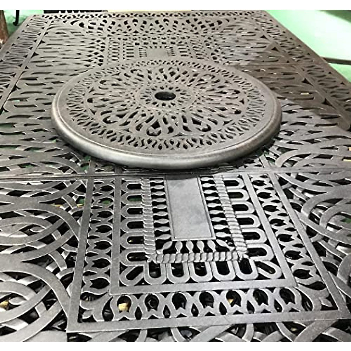 Cast Aluminum 24" Round Lazy Susan Turntable Rotating Tray Antique Bronze.