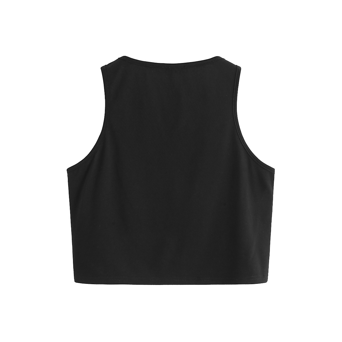 SweatyRocks Women's Casual Sleeveless Round Neck Workout Crop Tank Top Shirts Sun Black L
