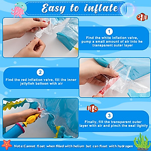 VercanMonth 6 Pcs 36 Inch Jellyfish Balloons Inflatable Jellyfish Octopus Sea Party Decorations Mermaid Party Decoration Baby Shower Decoration Supplies, in Pink Blue Purple