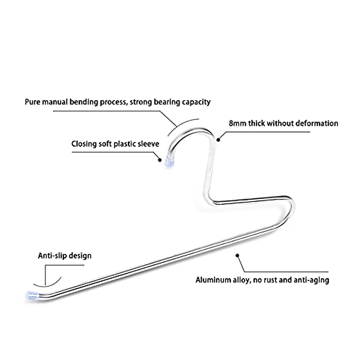 YUNAI 3Pcs Stainless Steel Pants Hangers, Open Ended Hangers, Jean Hangers, Strong Durable Anti-Slip Slacks Hangers for Space Saving.(Silver)