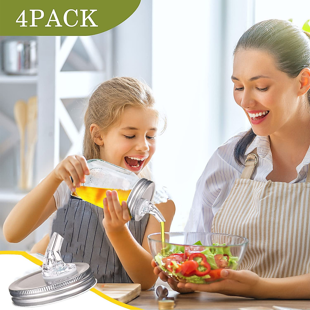 Mason Jar Pour Spouts. free flow Mason Jar Pour Spouts, mason jar for spout regular mouth size 70mm dispenser germination cover. Suitable for any liquid. LeakProof 2Pack + 4 Black Lid Caps (2 Pack