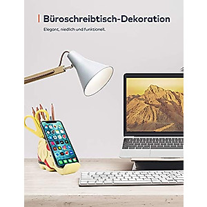 AhfuLife Elephant Pencil Holder with Phone Stand, Resin Carving Elephant Gifts for Women, Multifunctional Pen Pot Office Desk Decoration Stationery Supplies Organizer