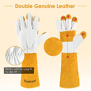 Long Gardening Gloves,Thorn Proof Genuine Leather Work Gloves, Garden Gloves with Long Cowhide Gauntlet to Protect Your Arms Until the Elbow, Working Gloves for Man and Women (Medium, Brown)