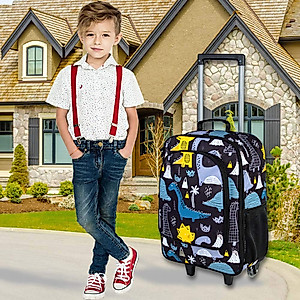 gxtvo Kids Luggage with Wheels for Boys, Dinosaur Rolling carry on Suitcase for Toddler Children