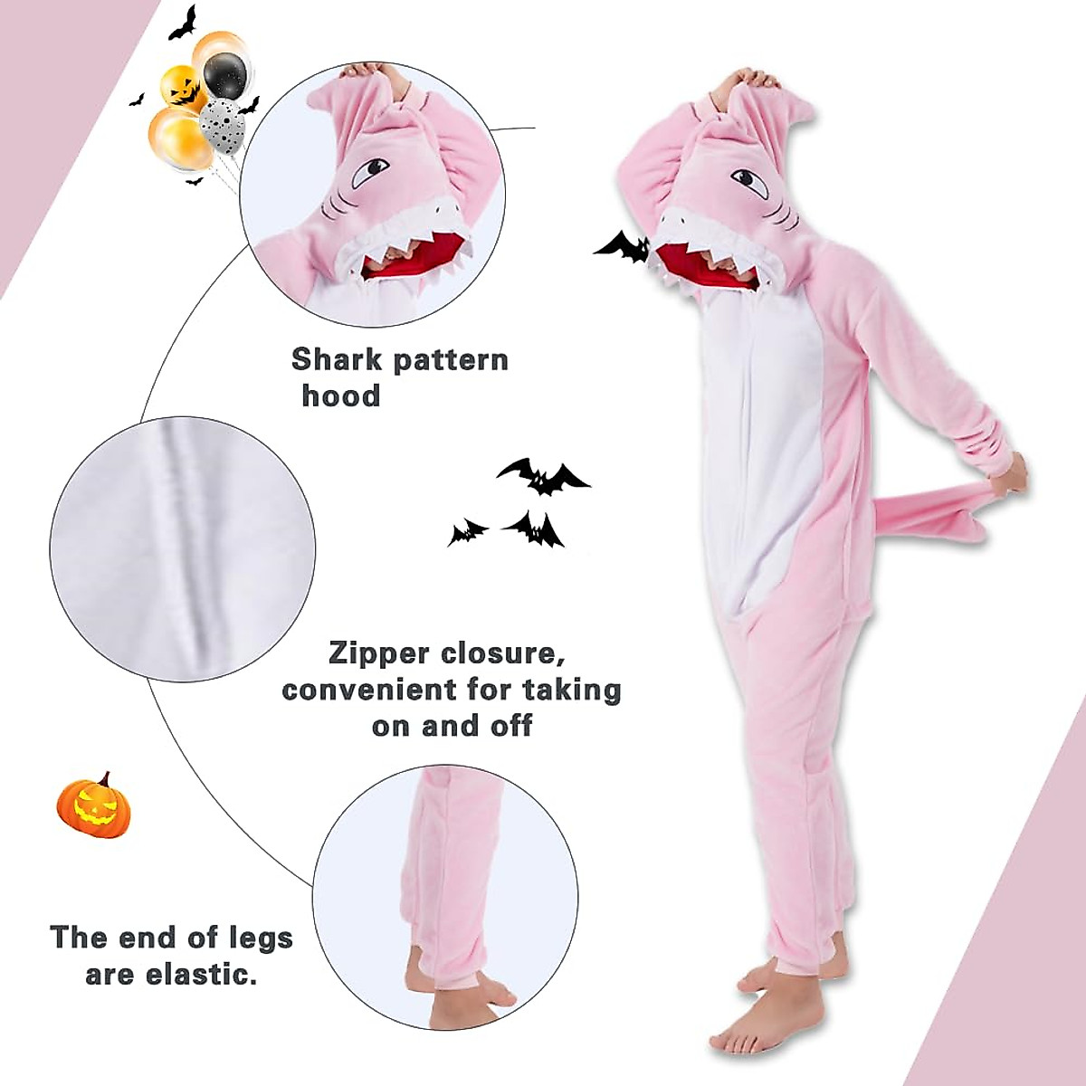 UVIPC Adult outfit Cartoon Shark Grey Blue Pink Unicorn Helloween Christmas Party Cosplay outfits Costume Sleepwear
