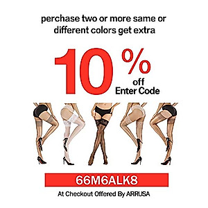 ARRUSA Nylon Shiny Thigh High Stockings,Ultra Shimmery Lace Silicone Sheer Tights,Stay Up lingerie Pantyhose for Women