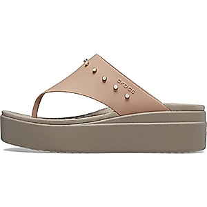 Crocs Women's Brooklyn Platform Flip Flops, Cork/Mushroom, Numeric_11