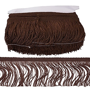 1 Card Coconut Brown Polyester Fringe Tassel Lace Trim 11 Yards x 3.94 Inch Chainette Fringe Fibre Trim for Sewing Quilting DIY Home Decoration Latin Wedding Dress Accessories