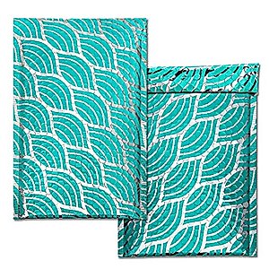 PACKAPRO #0 7x10 Inch Ripple Wave- Teal Poly Bubble Mailer Self Seal Padded Shpping Envelopes Pack of 25 for Jewelry Makeup Supplies