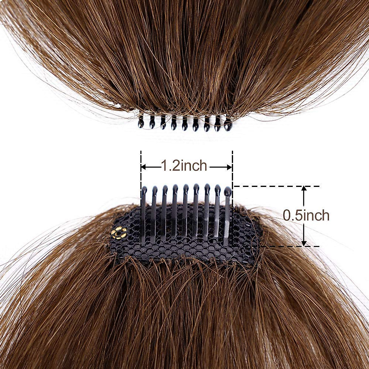 AISI QUEENS Clip in Bangs Real Human Hair Bangs Hair Clip on Bangs for Women Fake Bangs Fringe with Temples Bangs Clip Hair Extensions for Daily Wear (Wispy Bangs, Medium Brown)