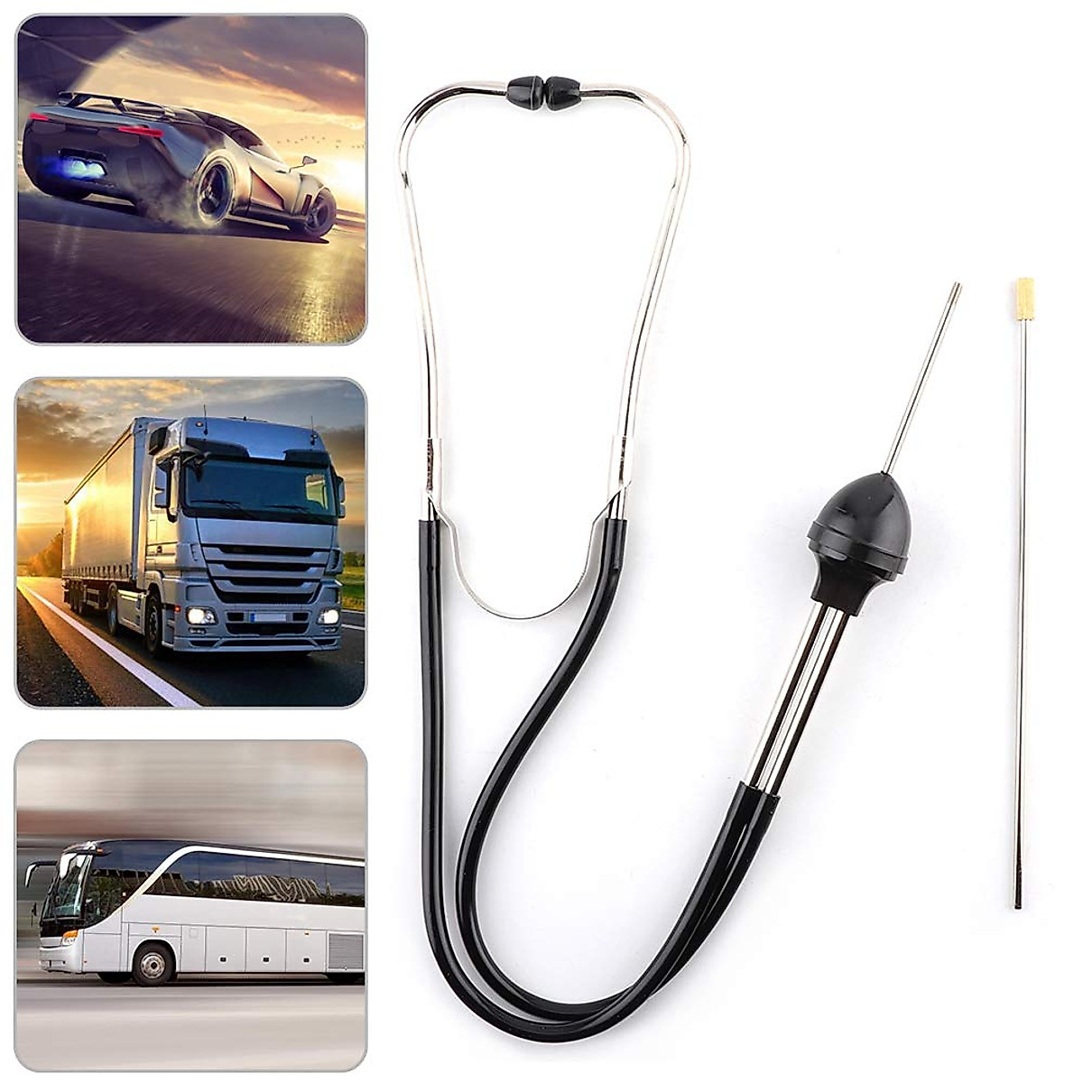 Stainless Steel Mechanics Cylinder Stethoscope Set, Car Engine Diagnostic Tool Hearing Tool Mechanical Internal Detector