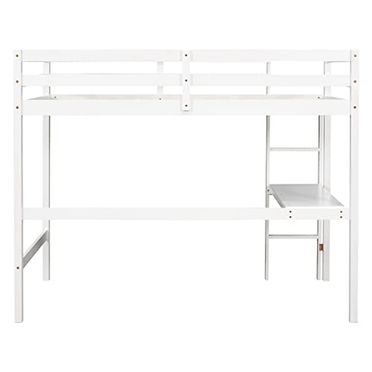 HomSof Twin Loft Bed with Built-in Desk,White