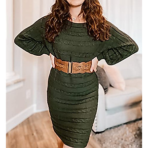 GRACE KARIN Wide Belts for Women Dresses 1950s Retro Stretchy Waist Cinch Belt Brown S