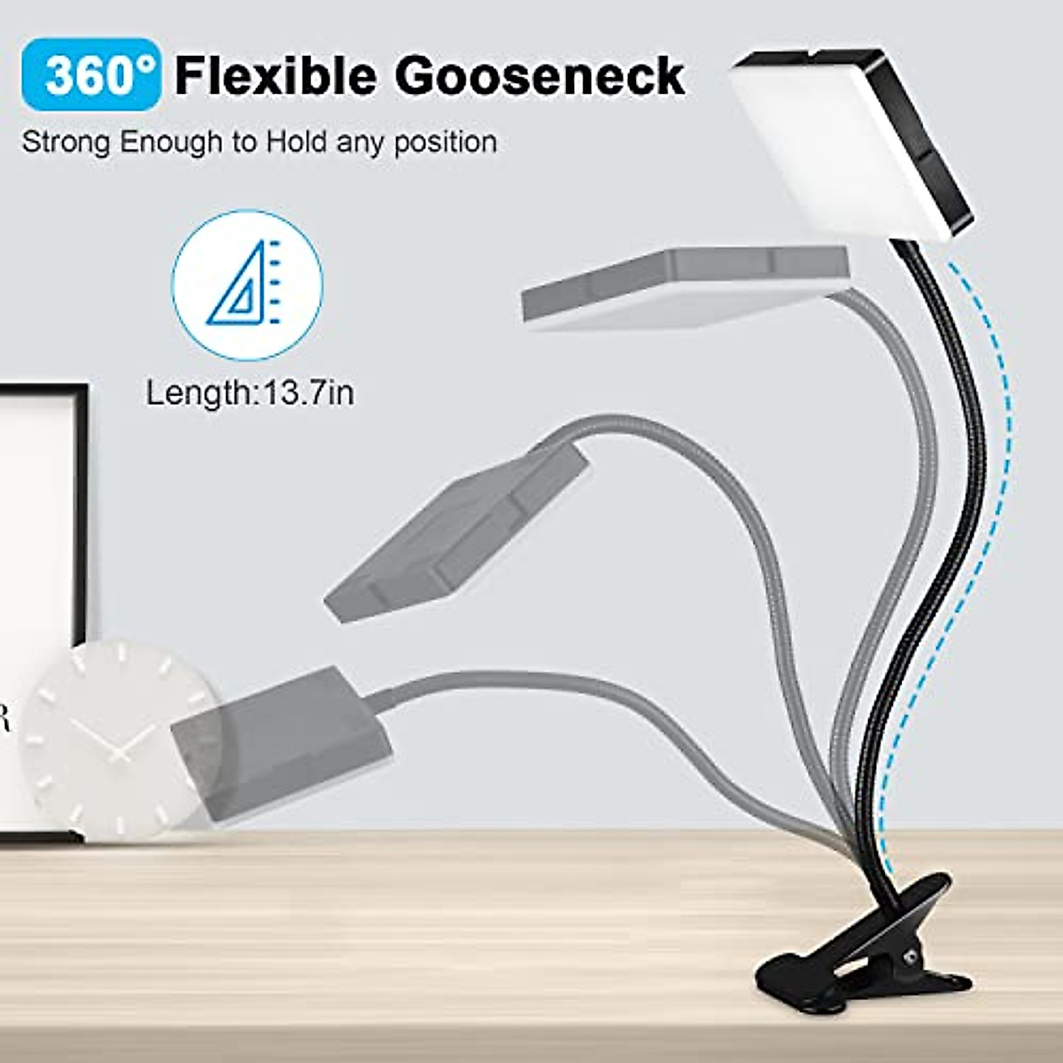 LED Desk Light, Video Conference Lighting Kits Clip on Laptop Monitor with Removable Clamp, 3 Color 10 Dimming Level for Webcam Lighting/Zoom Lighting/Remote Working/Reading/and Live Streaming