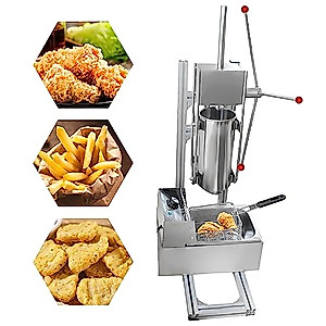 3L Commercial Stainless Steel Manual Churros Machine Hand Crank Vertical Spanish Donuts Churrera Maker Machine for Restaurants, Cafeterias, Bakeries USA