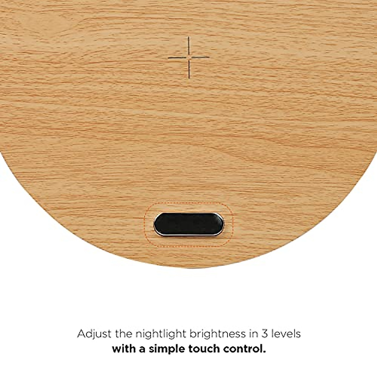 mooas Modern Simple Wireless Charging Nightlight (Wood), Max.15W Fast Wireless Charger, Touch Control, 3-Level Brightness, for Galaxy S10/S20/Note 10, iPhone X/11/11 Pro, Airpods 2, LG V50/G7/G8