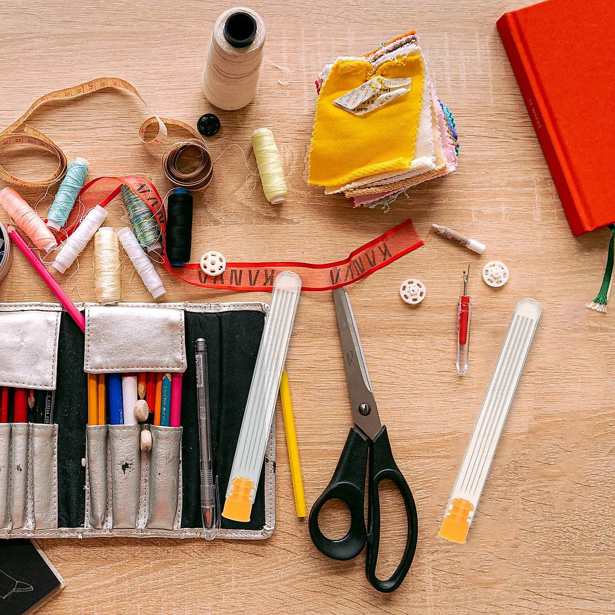 10pcs Transparent Cross-Stitch Needle Tube Sewing Needle Dispenser Organizer Plastic Storage Bottle with Colored Cap Needle case,Sewing Needle Holder(65#)