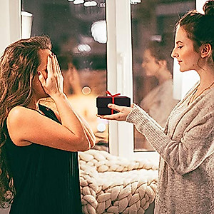 Jewelry Gift Boxes Necklace Earring Ring Box Gift Box,12 Pieces Square Cardboard Jewelry Gift Boxes,Cotton Filled Cardboard Paper Jewelry Box Gift Case (3.15x3.15x1.1 Inches) (Black)