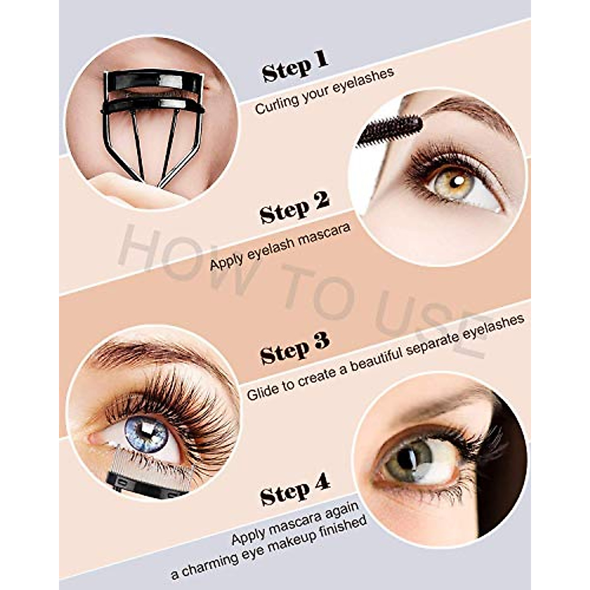 TPPICK Eyelash Curler Kit Metal Lash Curlers with Eyelashes Separator Comb Tools & 6 Replacement Refill Pads (Black)