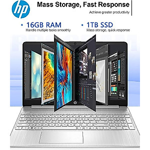 HP 15.6 Inch Touchscreen Laptop for College Students, School, 11th Gen Intel Core i3-1115G4, Windows 11 Pro, 16GB RAM, 1TB SSD, HDMI, WiFi 5.0, Silver, PCM