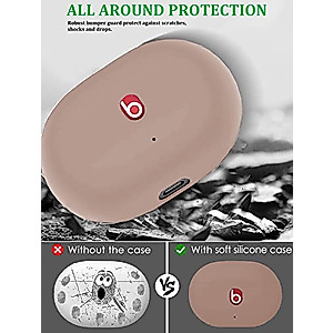 Olytop for Beats Studio Buds/Buds + Case with Cleaner kit 2021/2023, Soft Silicone Case New Beat Studio Buds Plus Cover Protective Skin with Keychain, Cleaning Pen for Beat Studio Earbuds, Milk Tea