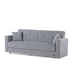 Beyan Signature Empire Furniture USA Niagara Collection Convertible Sofa Bed with Storage Space, Includes 2 Pillows, Gray