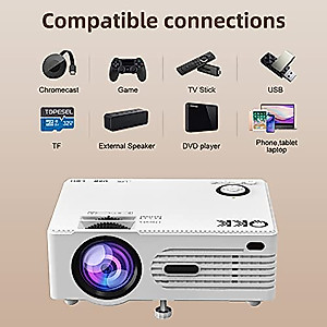 6500Lumens Portable Projector for Home Theater Entertainment, Full HD 1080P Supported Mini Projector HDMI AV USB TV Stick Supported