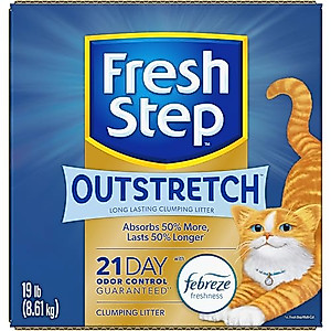 Fresh Step Outstretch Long Lasting Clumping Litter With Febreze Freshness, Activated Charcoal Litter Lasts 50% Longer, 19 lb. Box