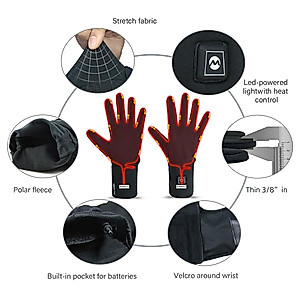 MOUNT TEC Light Weight Stretch Heating Glove Liners Heated Gloves for Men & Women Hand Warmer for Winter Sports Dog Walking Biking Riding Skiing Cycling Hunting Snowboarding (Black, M/L)