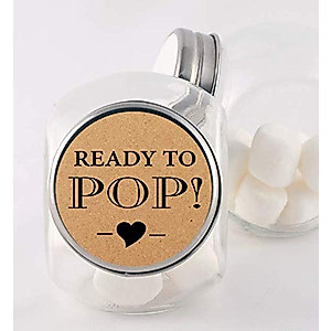 Baby Shower Stickers, Faux Craft Paper, Round 1.67 Inch - 48 Stickers, Ready to Pop Baby Stickers for Popcorn Baby Shower, Ready to Pop Stickers for Popcorn for Boy or Girl