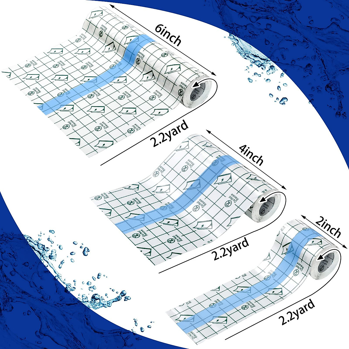 9 Rolls Waterproof Bandages Transparent Film Dressing Clear Adhesive Dressing Tape for Shower, 3 Sizes (2 Inch, 4 Inch, 6 Inch Wide)