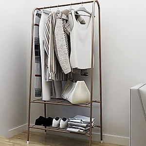 TJLSS Metal Coat Rack Floor Standing Drying Rail Simple Storage Shelf Folding Indoor Balcony Clothes Hanger Rack