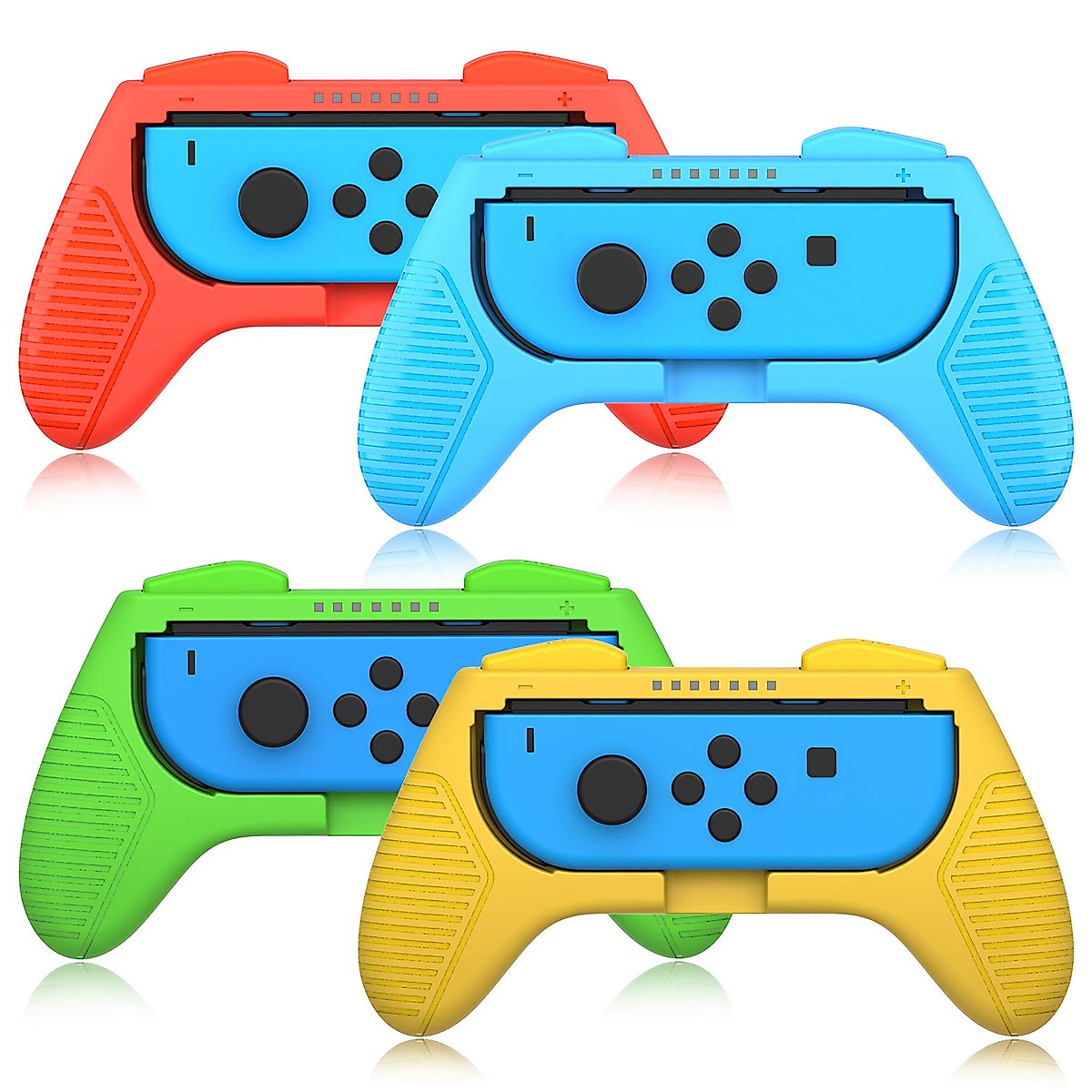 Geserhoo Grip Kit for Nintendo Switch JoyCon Controller - 4 Pack Comfort Game Handle Holder Accessories Fit for Nintendo Switch Controllers (Green&Pink&Yellow&Blue)