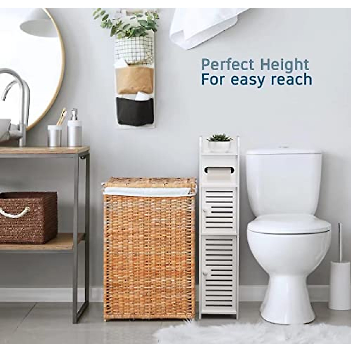 DECOMIL - Small Bathroom Storage Cabinet, Bathroom Storage Organizer |Storage Shelf, Slim, Toilet Paper Organizer, Towel Storage,ONE Door Model