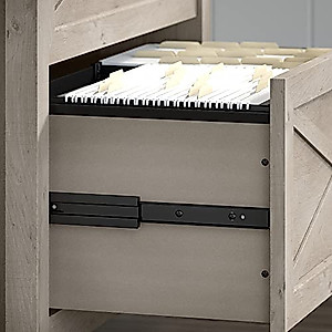 Bush Furniture Key West Writing Desk with 2 Drawer Lateral File Cabinet, 48W, Linen White Oak