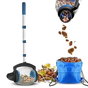Zozen Acorn Picker Upper Roller, Acorn Dedicated Version | High Density Steelwire Gap - Directly Dump Outlet, Also Pick Nerf Balls, Pick Up Size 3/8'' to 1'' Small Diameter Objects, Capacity 1 Gallon