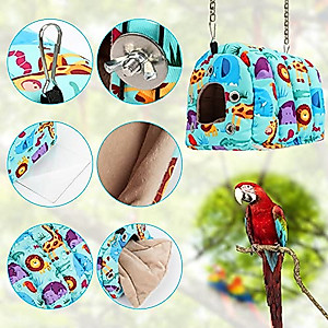 GNEORA Winter Warm Bird Bed for Cage, 2 in 1 Waterproof Parakeet Bird Fluffy Parakeet Nest，Hammock Bird Bed for Parakeets African Grey Cockatoos Cockatiels Lovebird L