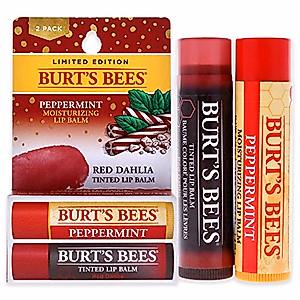 Burts Bees Burts Bees Lip Balm Kit Unisex Lip Balm Peppermint, Red Dahlia Tinted, 0.15 Ounce (Pack of 2)