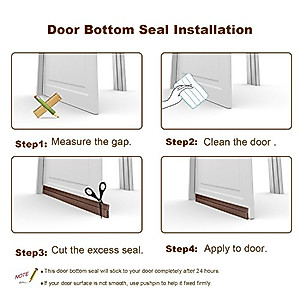 VITAM AMO Door Sweep, Door Draft Stopper, Weather Stripping No Tools Required 2" Width x 39" Length Easy Cut to Size (Seal Door Bottom-Black)