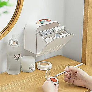 MORNITE Bathroom Canisters Organizer Storage Box Container Feminine Day Overnight Pad Holder Cotton Qtip Makeup Sponges Holder,White